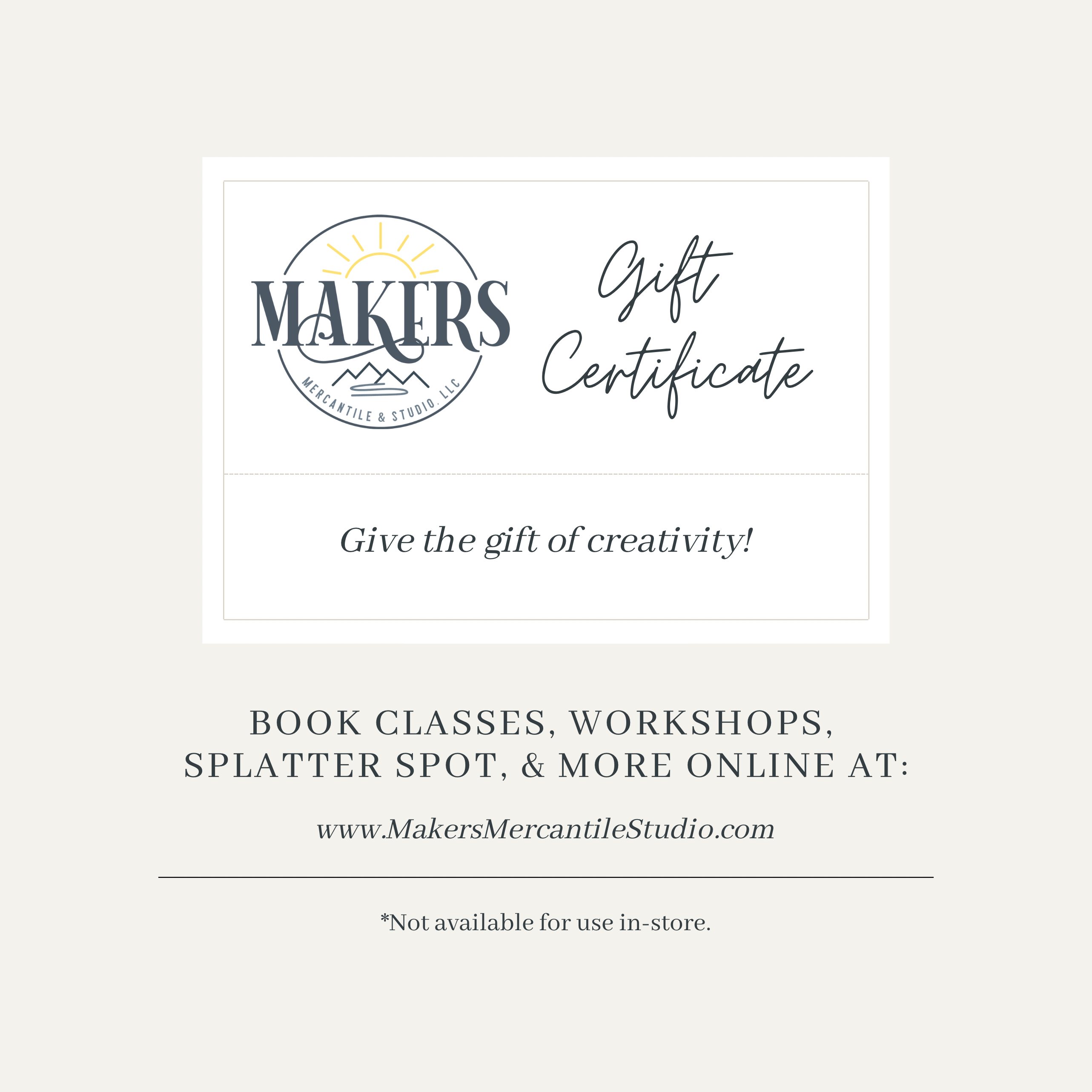 Studio Gift Card – Makers Mercantile & Studio